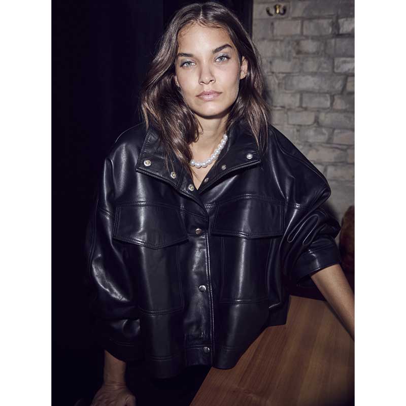 Co Couture PhoebeCC Leather Box Jacket Black