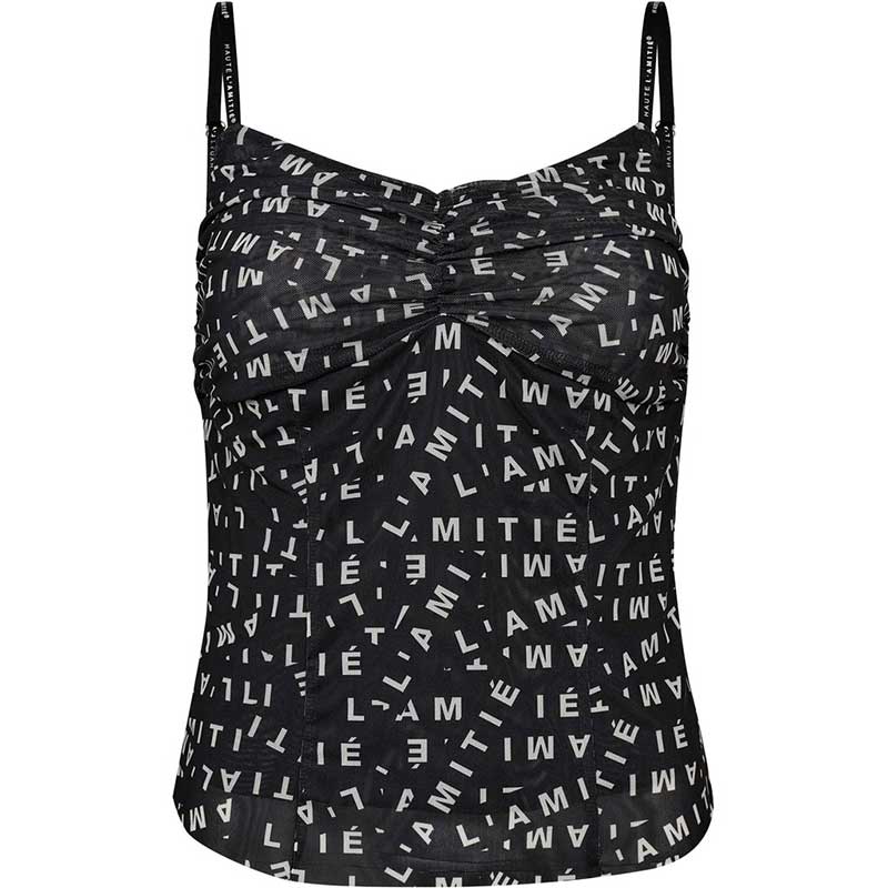 Haute L'Amitié Logo Mesh Strap Top Black