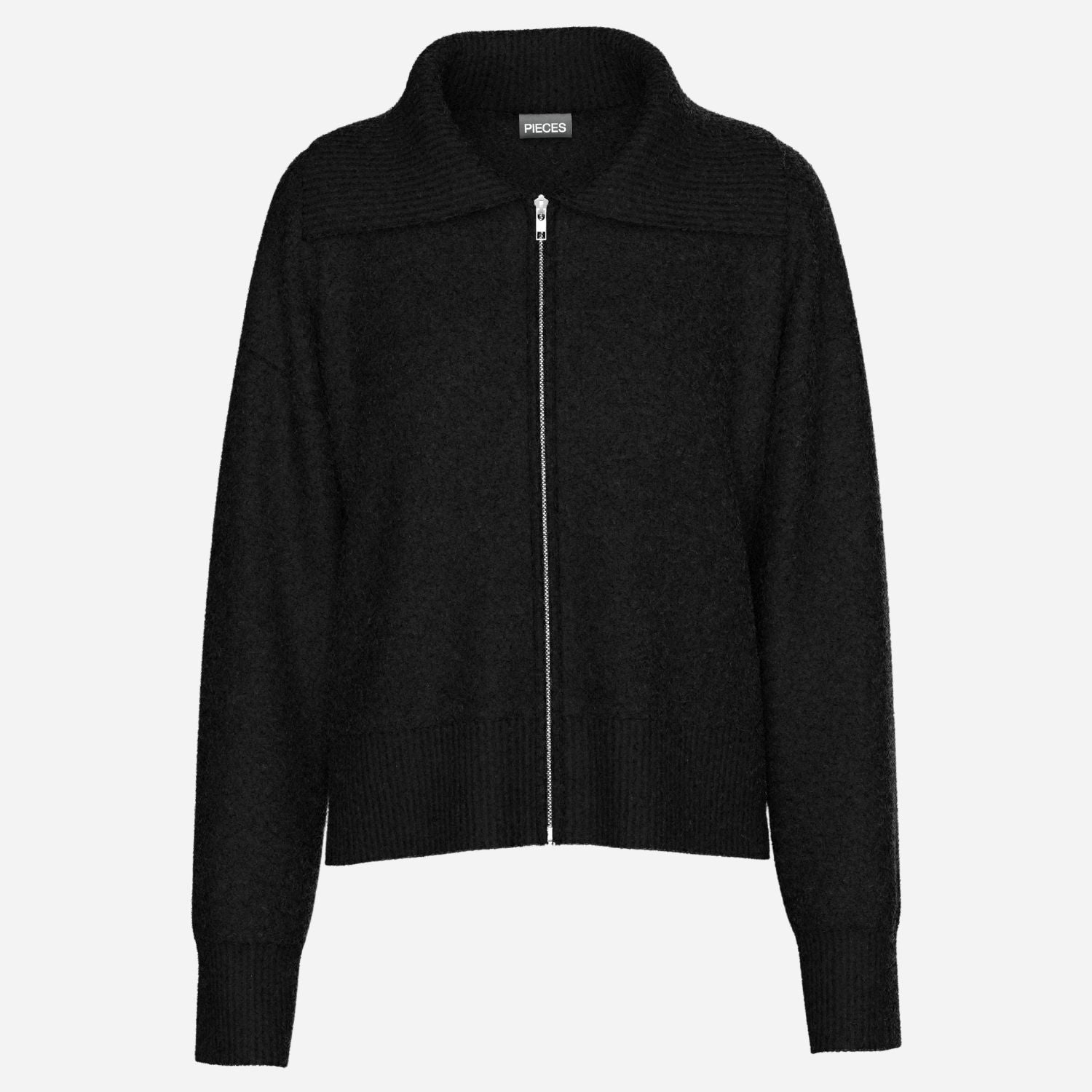 Pieces PCMalou LS Zip Knit Cardigan Noos Black – J BY J Fashion